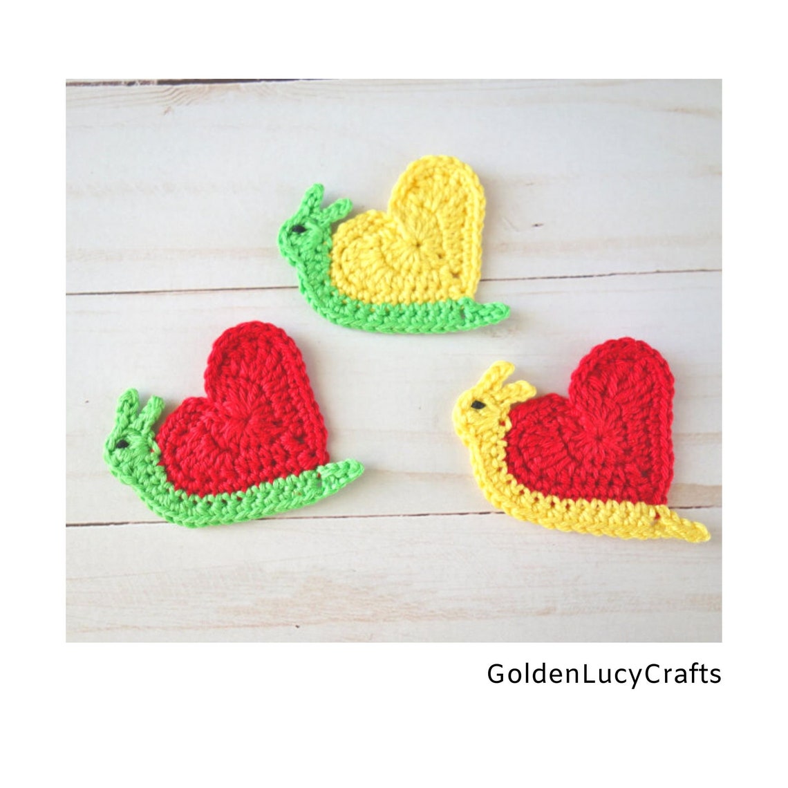 Crochet Pattern Snail Applique Heart-shaped Snail Crochet - Etsy