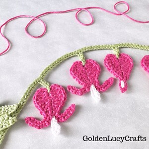 CROCHET PATTERN Bleeding Heart Flower Applique Motif Embellishment - Etsy