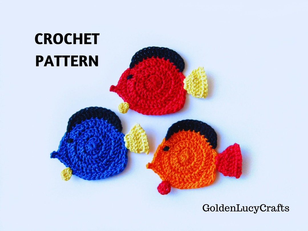 CROCHET PATTERN Colorful Tropical Fish Applique - Etsy