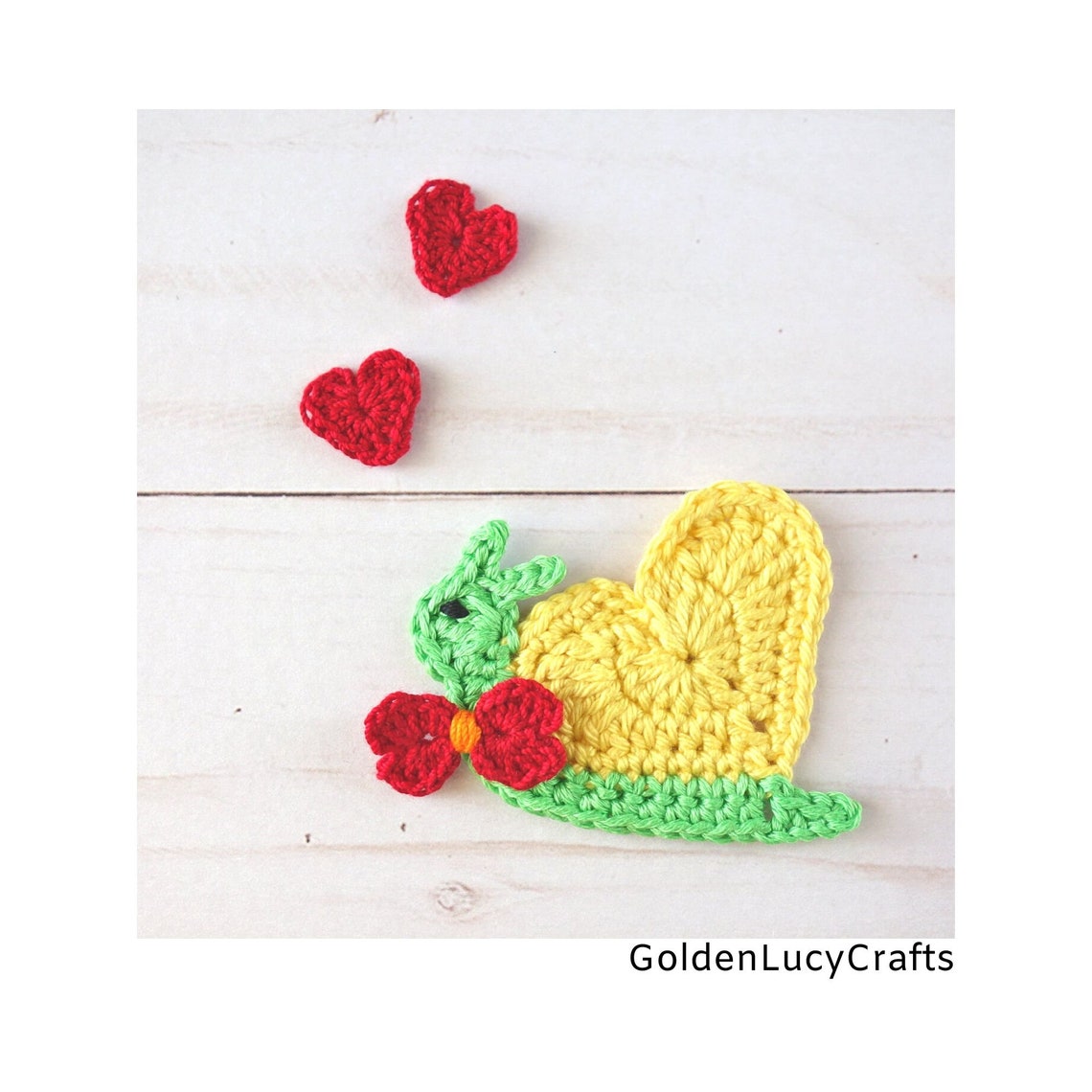 Crochet Pattern Snail Applique Heart-shaped Snail Crochet - Etsy