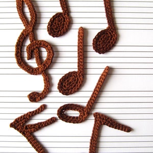 CROCHET PATTERN Musical Notes Applique, Quarter Note, Eighth Note, Half ...