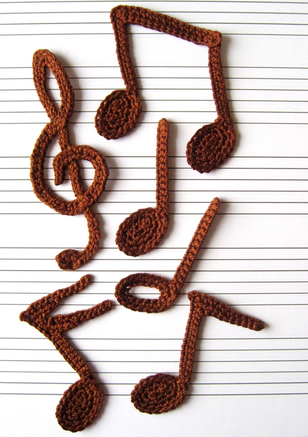 CROCHET PATTERN Musical Notes Applique, Quarter Note, Eighth Note, Half ...