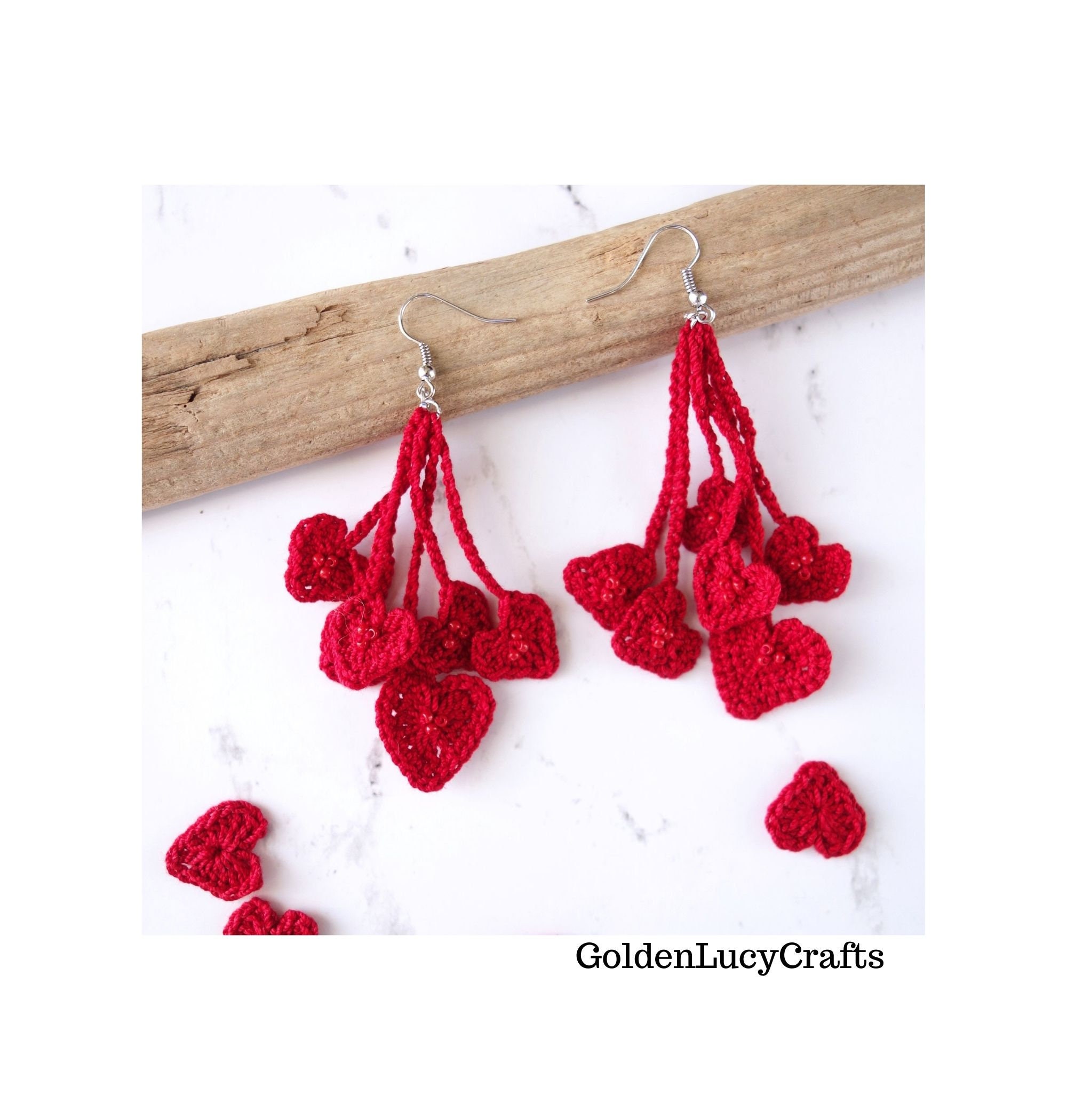 Crochet Pattern Heart Earrings Valentine's Day Wedding - Etsy