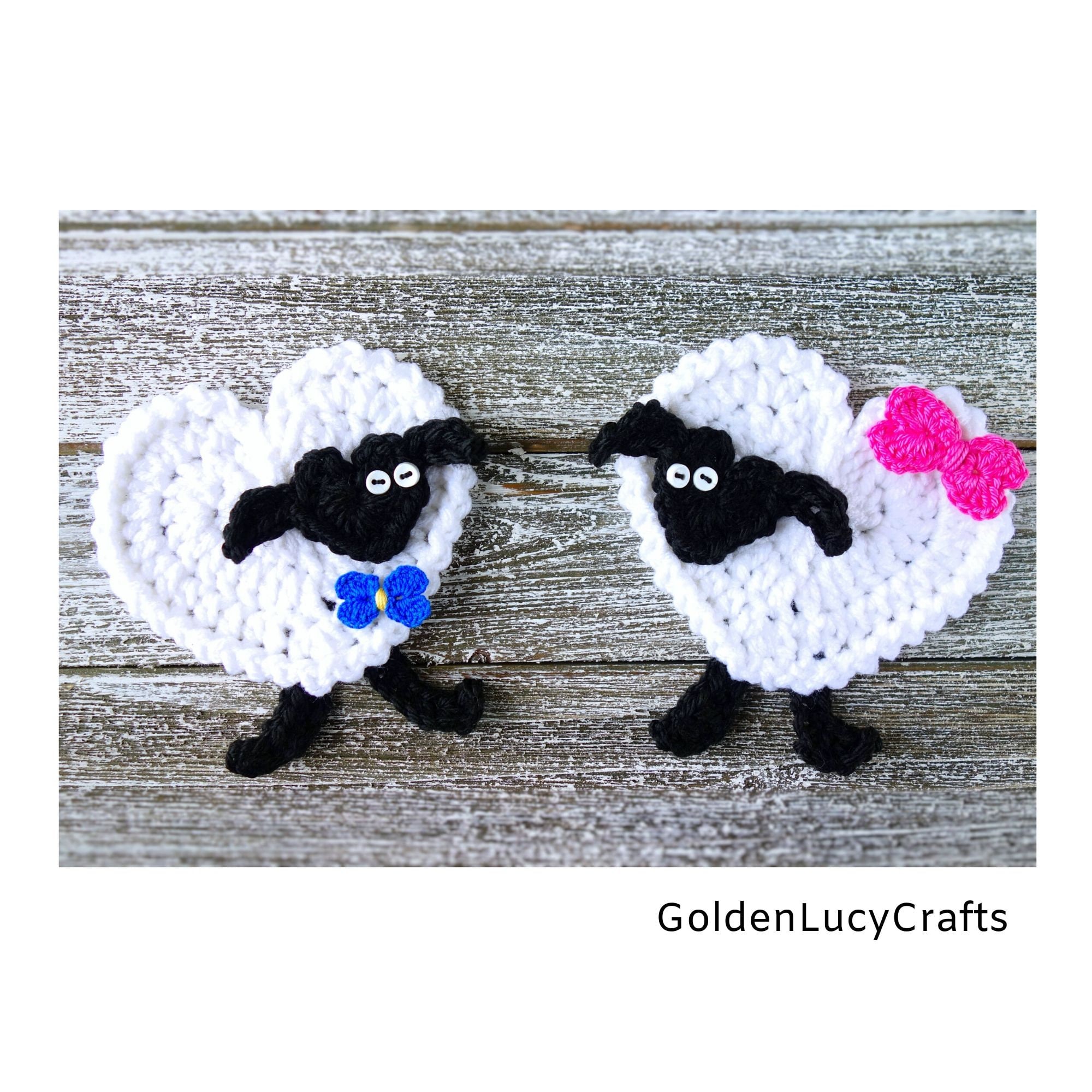 Crochet Pattern Sheep Applique Heart-shaped Sheep Farm | Etsy