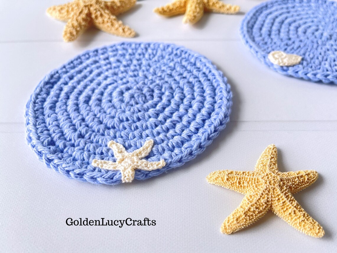 CROCHET PATTERN Coaster, Ocean Theme, Sea Motifs, Summer, Table ...