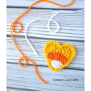 CROCHET PATTERN Candy Corn Heart, Applique, Embellishment, Halloween - Etsy