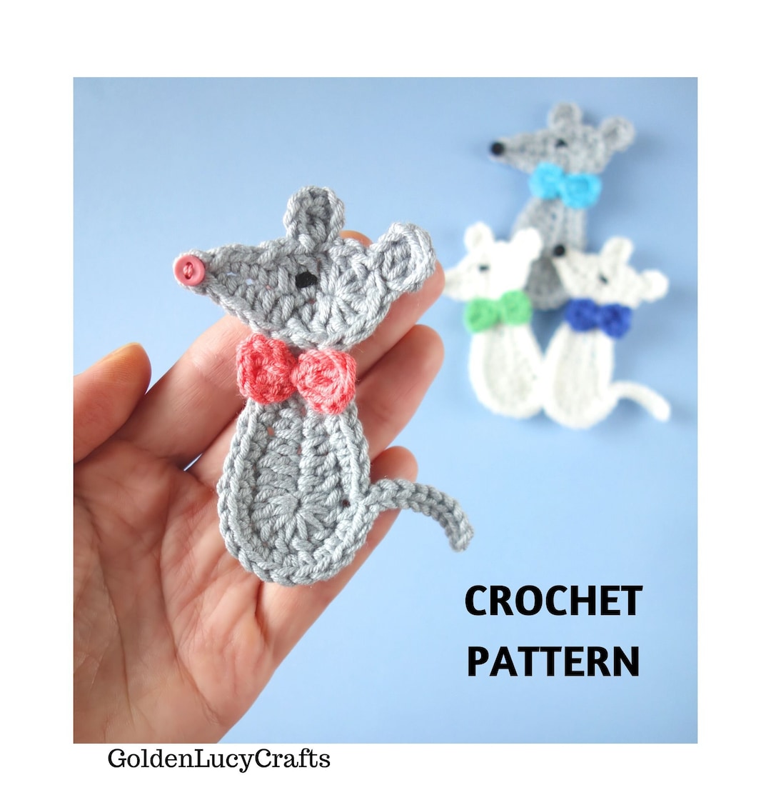 CROCHET PATTERN Mouse Applique, Crochet Motif, Embellishment - Etsy