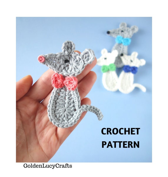 CROCHET PATTERN Mouse Applique Crochet Motif Embellishment - Etsy