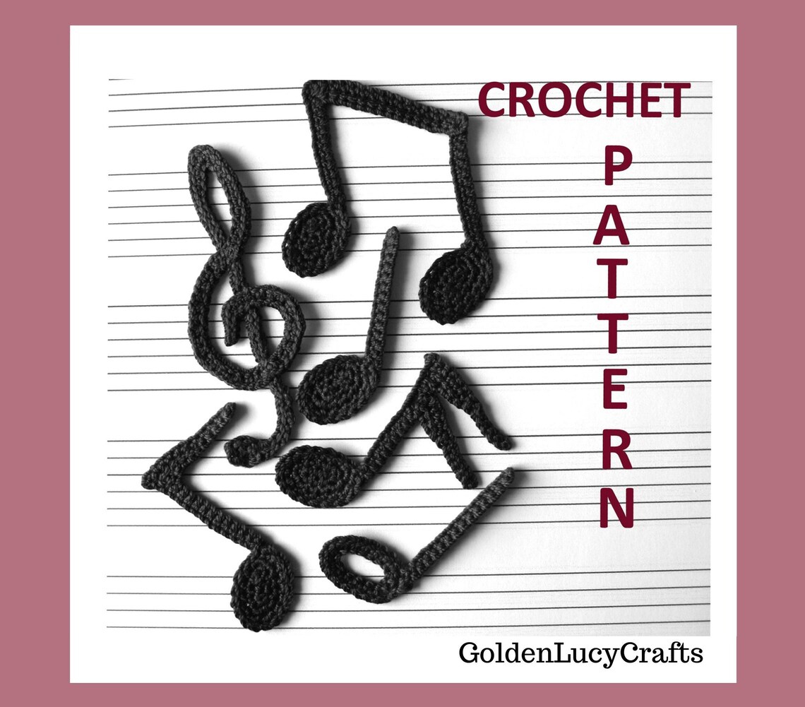 CROCHET PATTERN Musical Notes Applique Quarter Note Eighth - Etsy