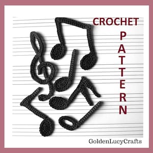 CROCHET PATTERN Musical Notes Applique, Quarter Note, Eighth Note, Half ...