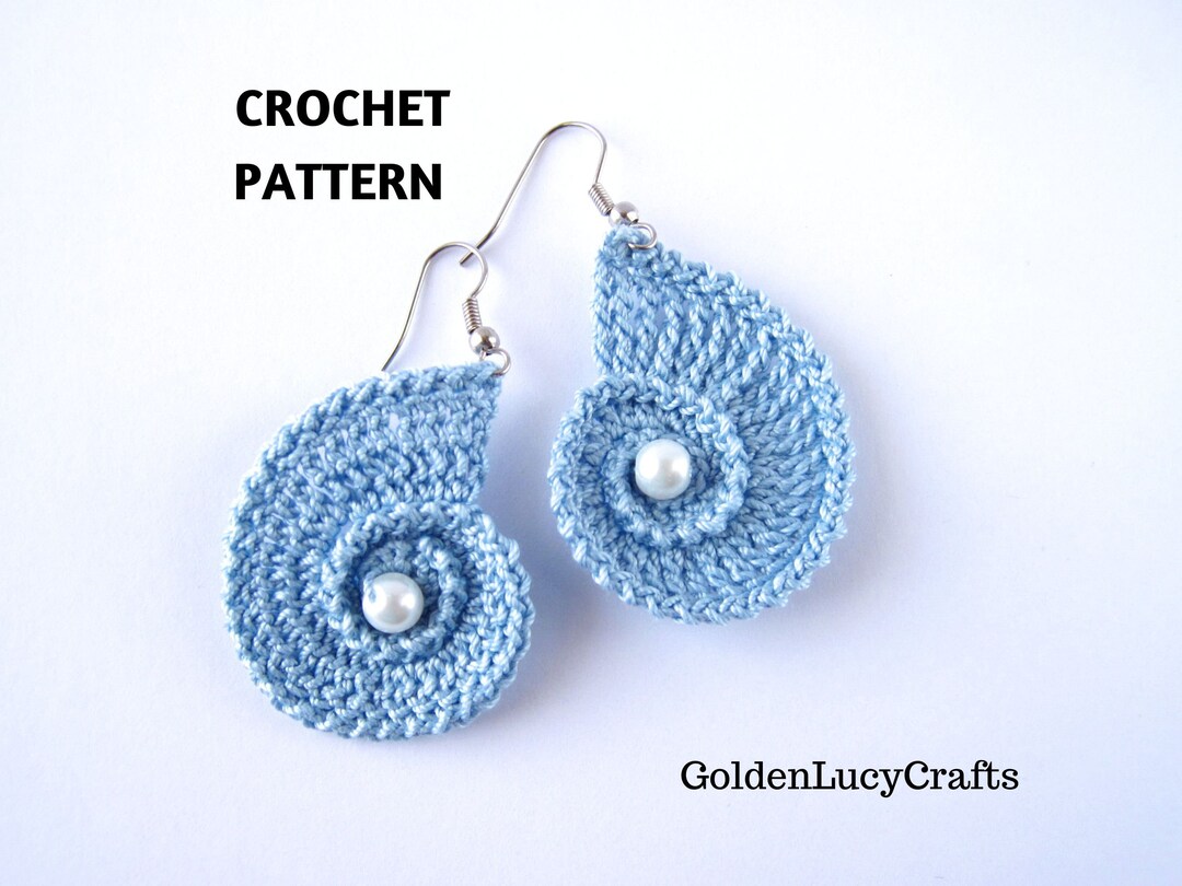 Crochet PATTERN Sea Shell Earrings, Summer, Beach Wedding, Ocean Theme ...