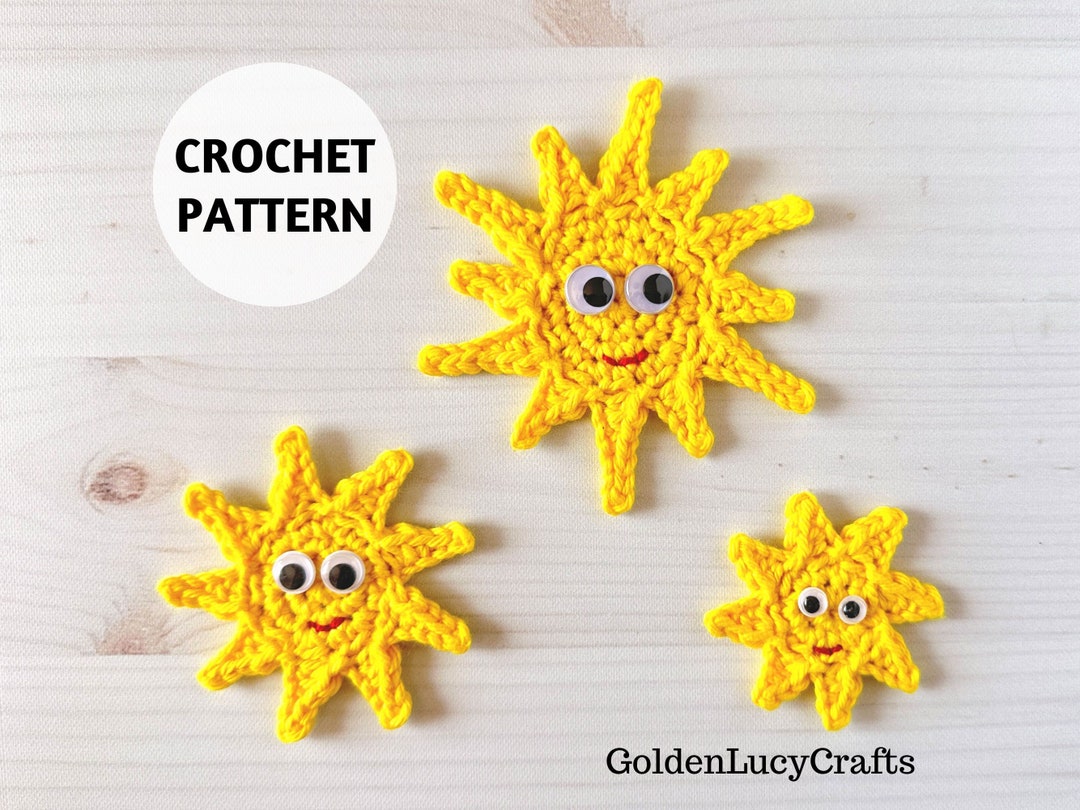 CROCHET PATTERN Sun Applique in 3 Sizes - Etsy