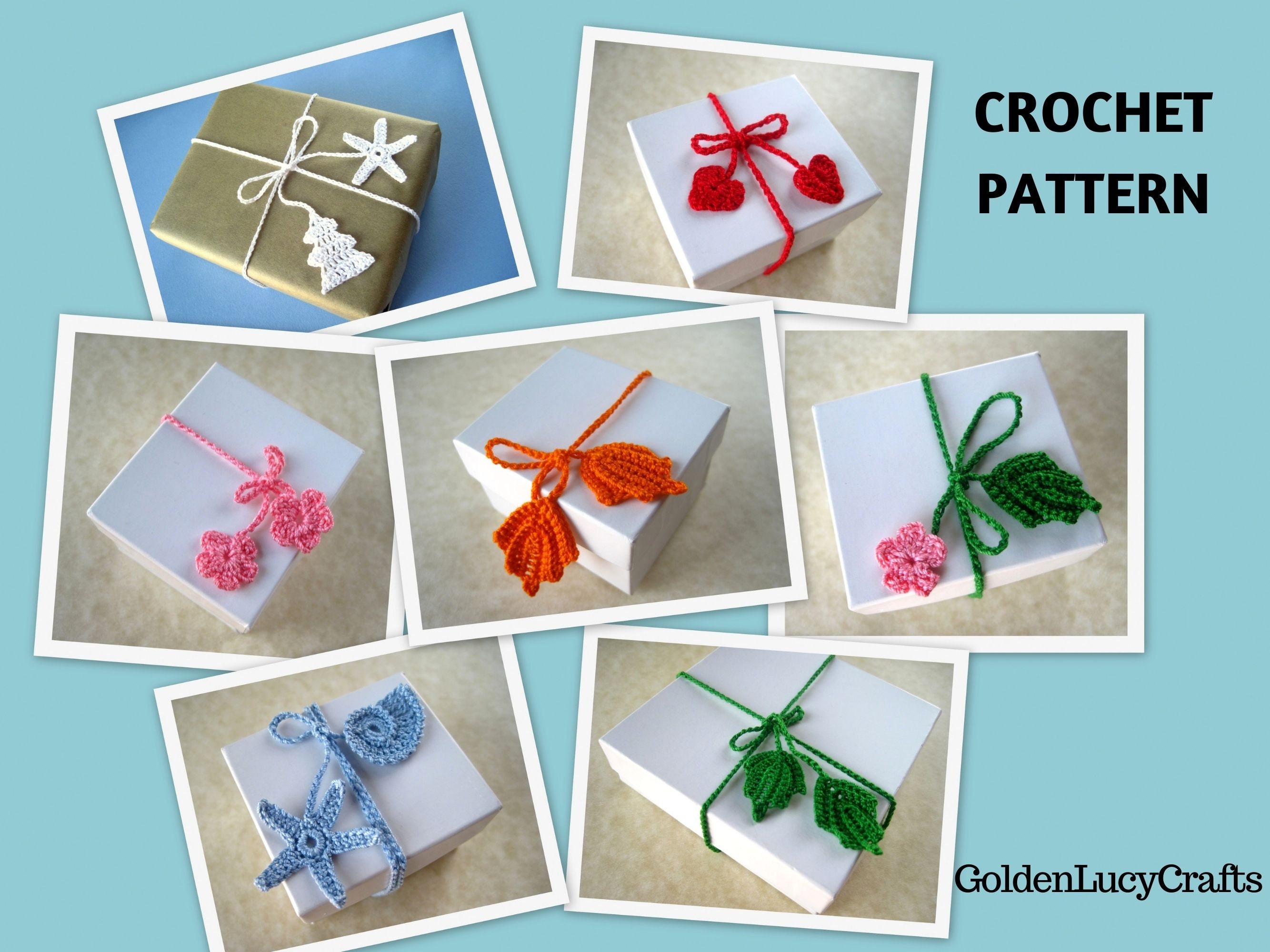 CROCHET PATTERN Gift Wrapping Ribbons Ties Packaging Holidays Seasonal ...