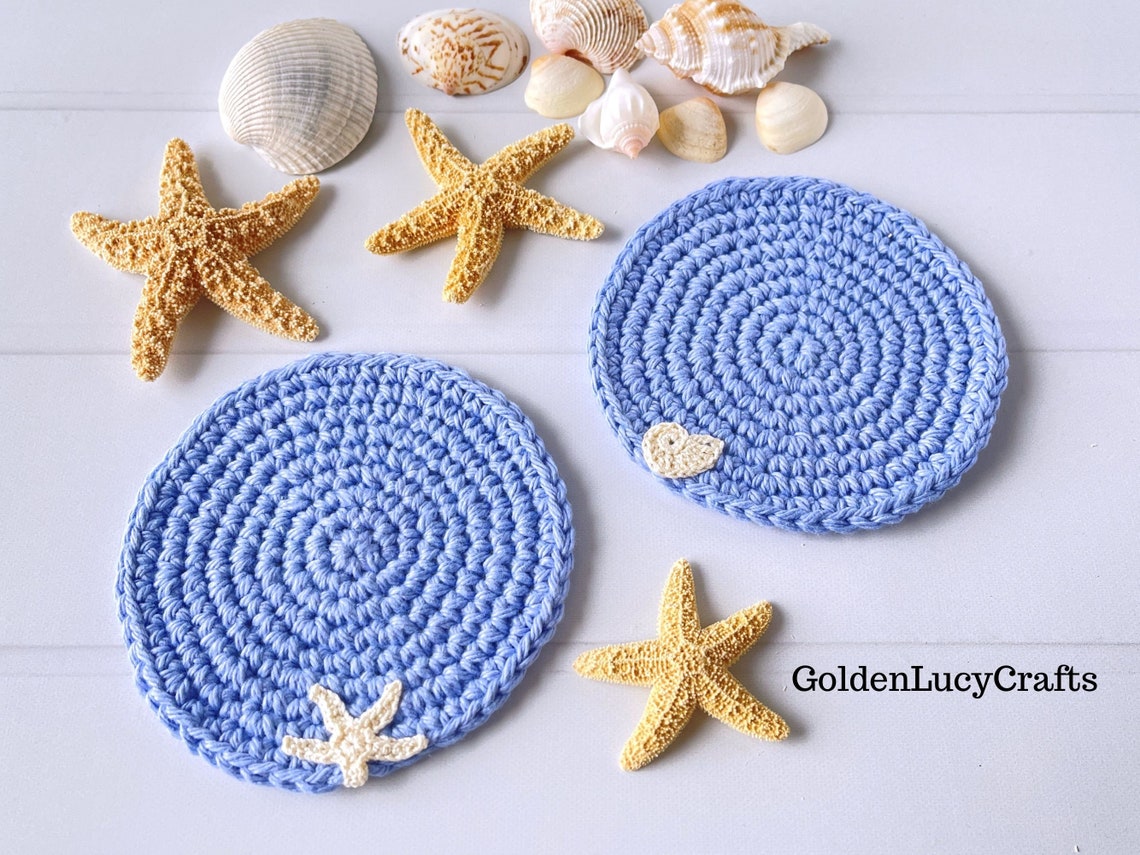 CROCHET PATTERN Coaster, Ocean Theme, Sea Motifs, Summer, Table ...