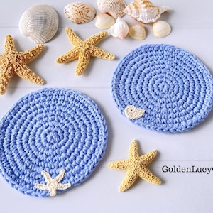 CROCHET PATTERN Coaster, Ocean Theme, Sea Motifs, Summer, Table ...