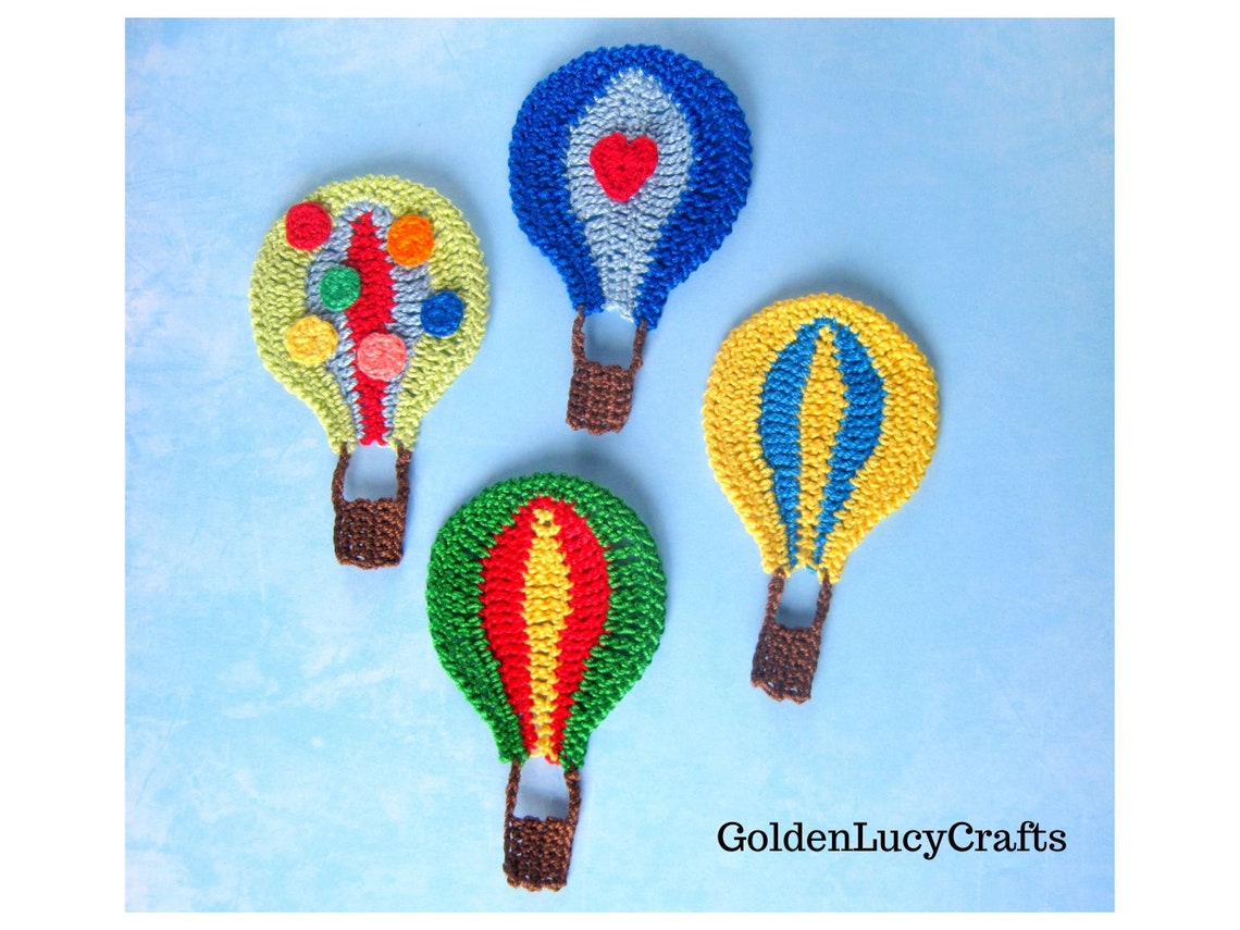 CROCHET PATTERN Hot Air Balloon Applique, Crochet Motif, Embellishment ...