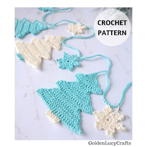 CROCHET PATTERN Christmas Tree Snowflake Garland Home Decoration DIY ...