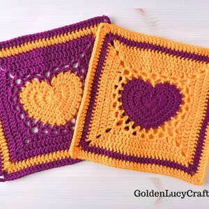 CROCHET PATTERN 12" Heart Square Block Large - Etsy