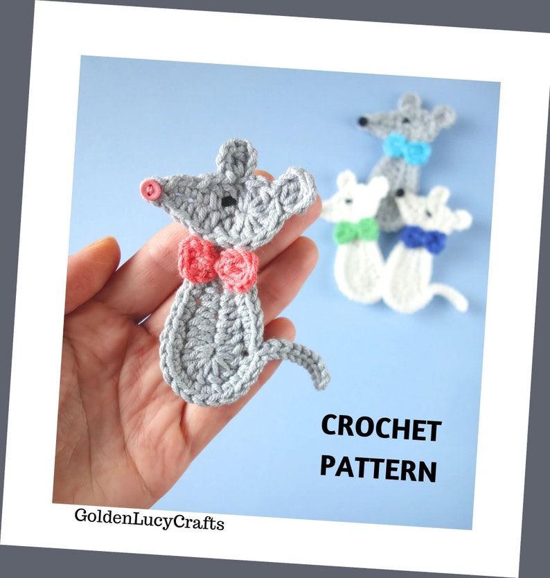 CROCHET PATTERN Mouse Applique Crochet Motif Embellishment | Etsy