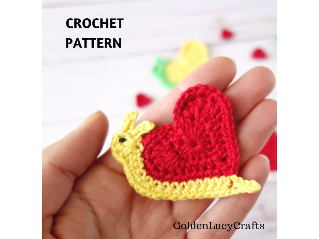 CROCHET PATTERN Snail Applique, Heart-shaped Snail, Crochet Motif ...