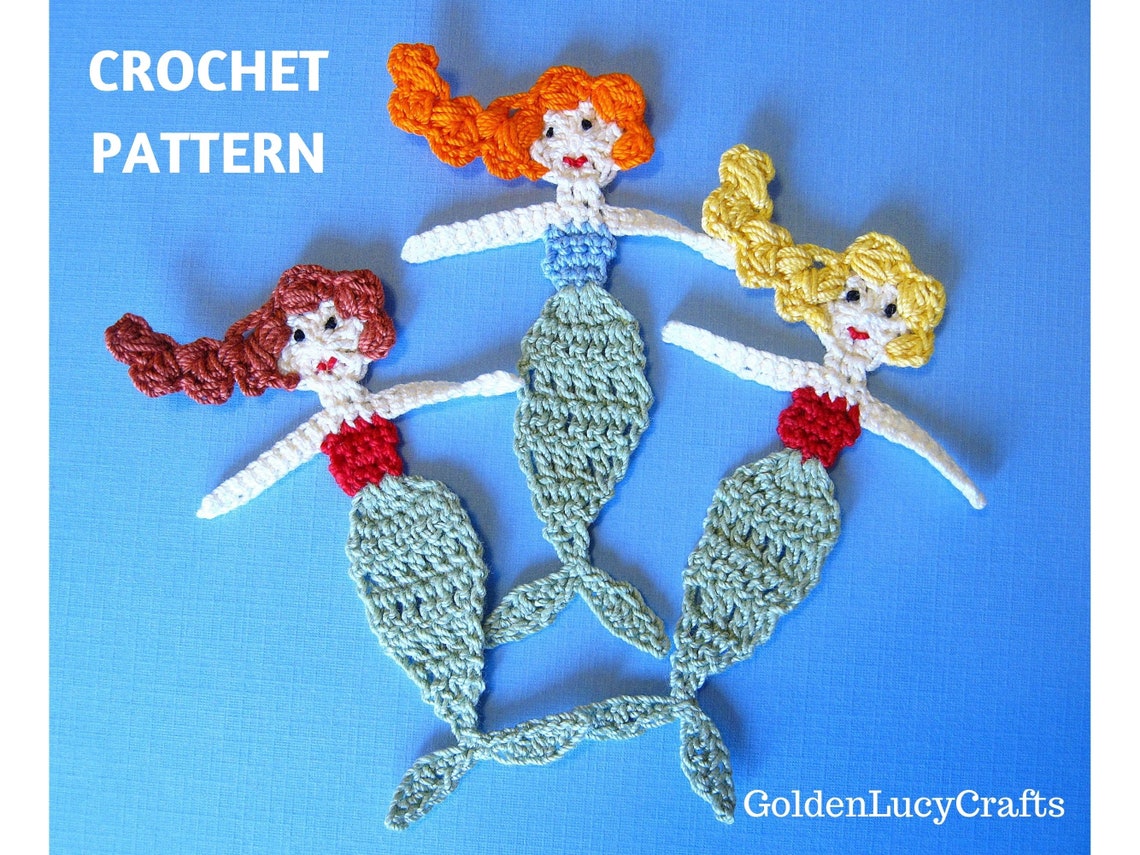 CROCHET PATTERN Mermaid Applique Sea Motif Ocean Theme | Etsy