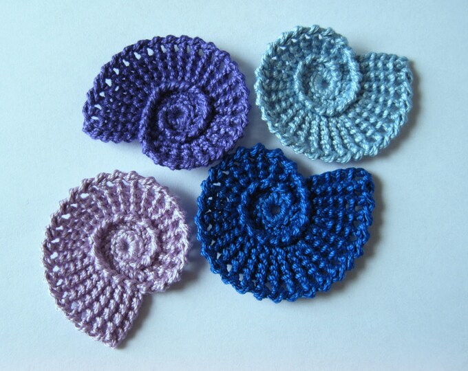 Crochet Sea Shells Applique in Purple, Lilac and Blue - Etsy
