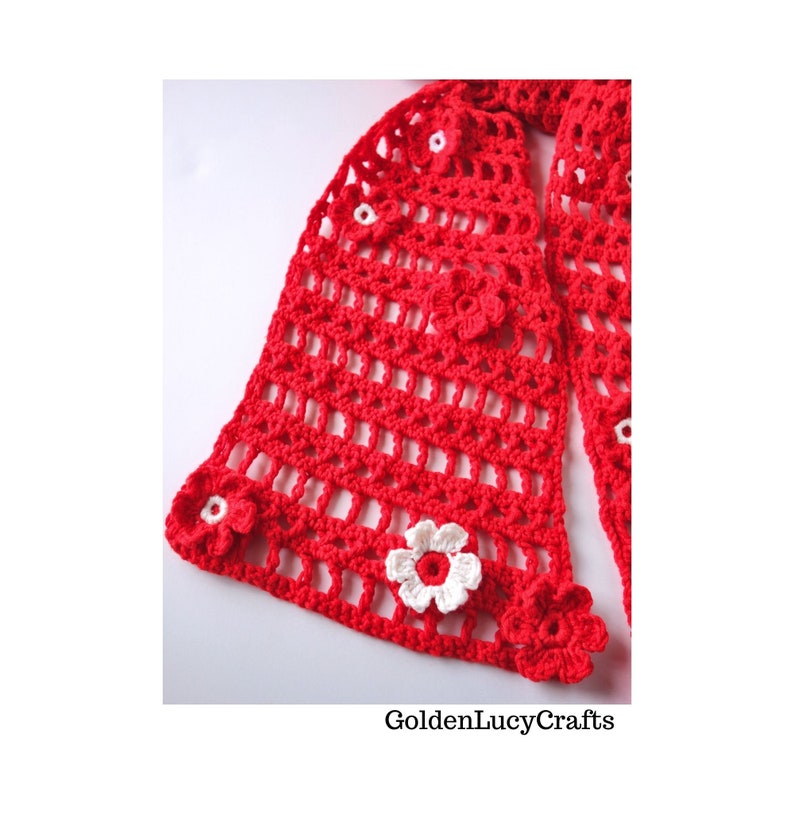 CROCHET PATTERN Lace Floral Scarf Red Women's Scarf - Etsy