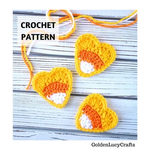 CROCHET PATTERN Candy Corn Heart Applique Embellishment | Etsy