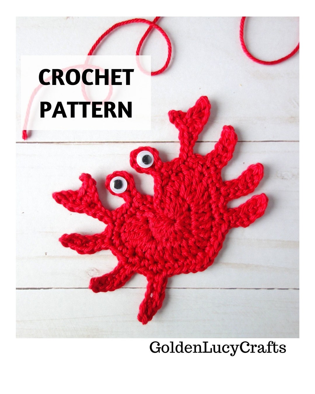 Crochet Pattern Crab Applique, Heart-shaped Crab, Ocean, Sea Motif, Sea ...