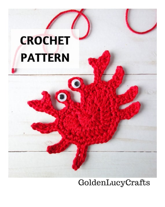 Crochet Pattern Crab Applique Heart-shaped Crab Ocean Sea | Etsy