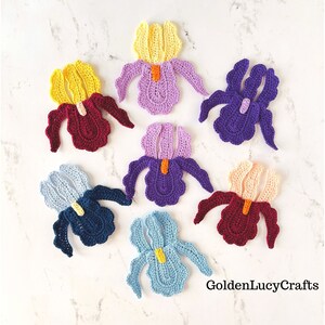 CROCHET PATTERN Iris Flower Applique Motif Embellishment - Etsy