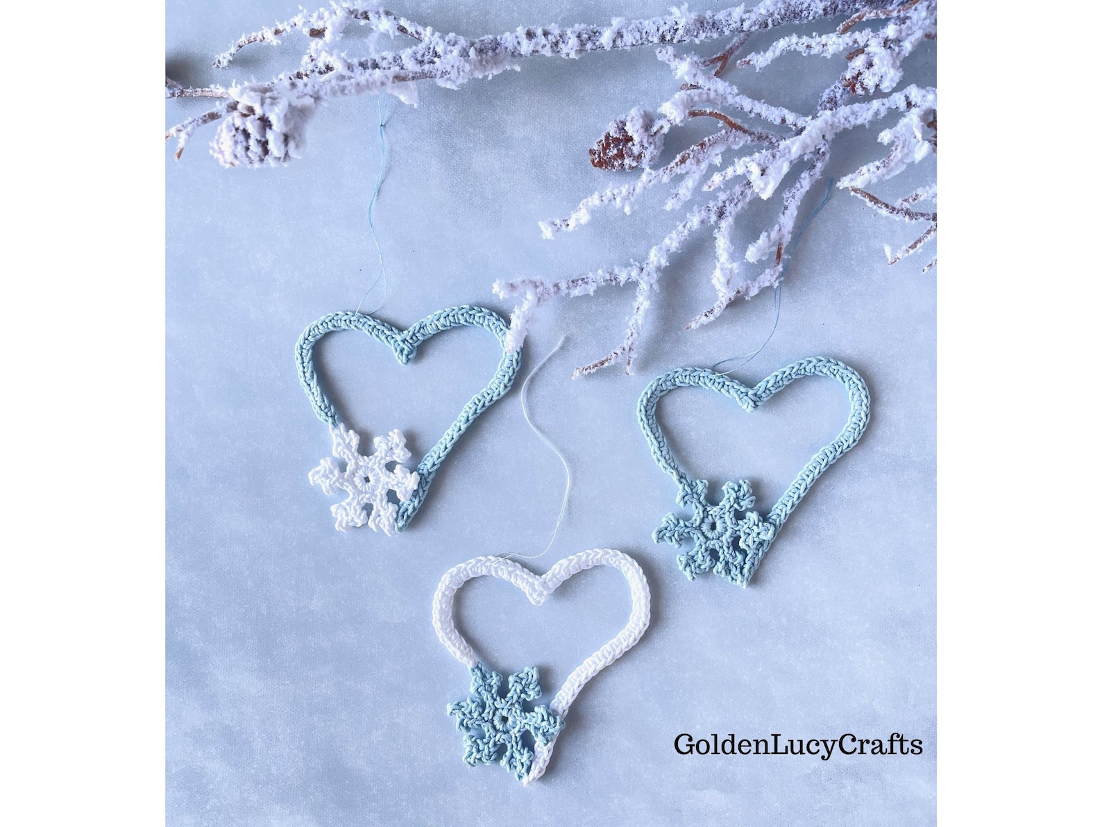 CROCHET PATTERN Snowflake Heart | Christmas Ornament | Applique - Etsy