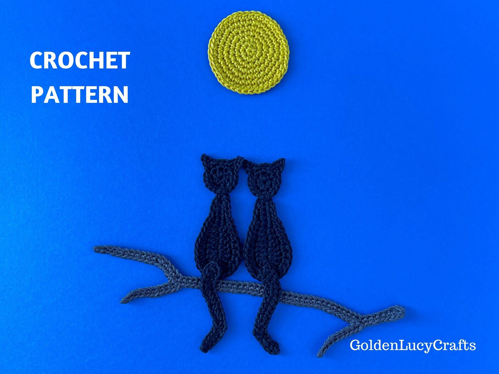 CROCHET PATTERN Cats and a Full Moon Applique Embellishment - Etsy