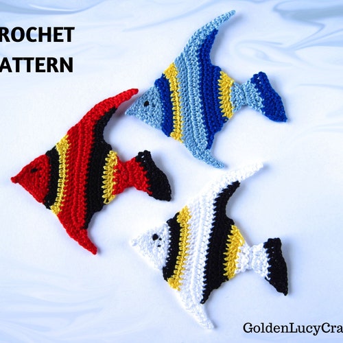 CROCHET PATTERN Fish and Seaweeds Applique Sea Motif Ocean - Etsy