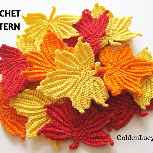 CROCHET PATTERN Small Maple Leaf Applique Motif Embellishment - Etsy