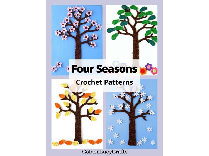 CROCHET PATTERN Four Seasons Tree, Winter, Spring, Summer, Fall - Etsy
