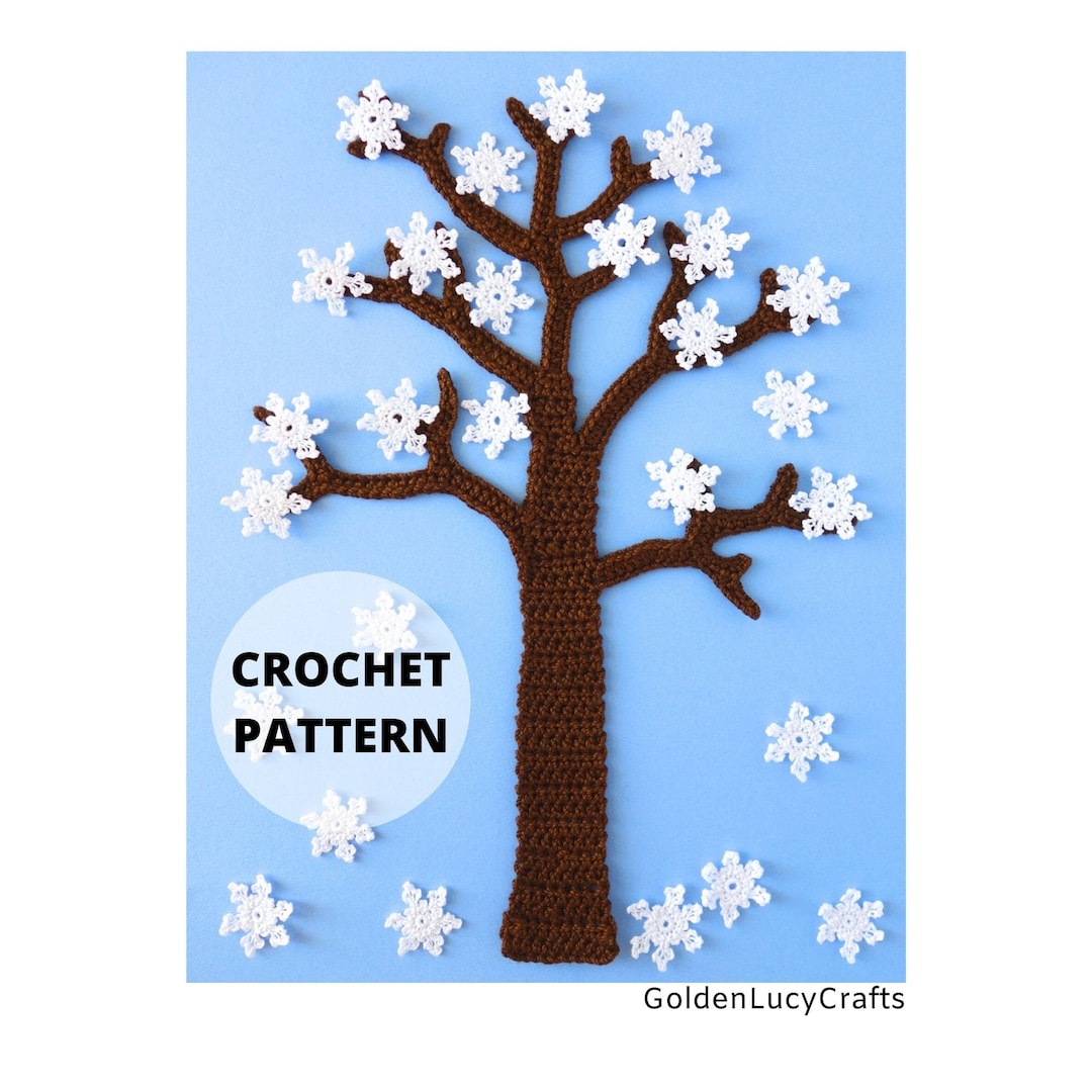 CROCHET PATTERN Winter Tree, Applique, Snowflakes, Crochet Wall Art ...
