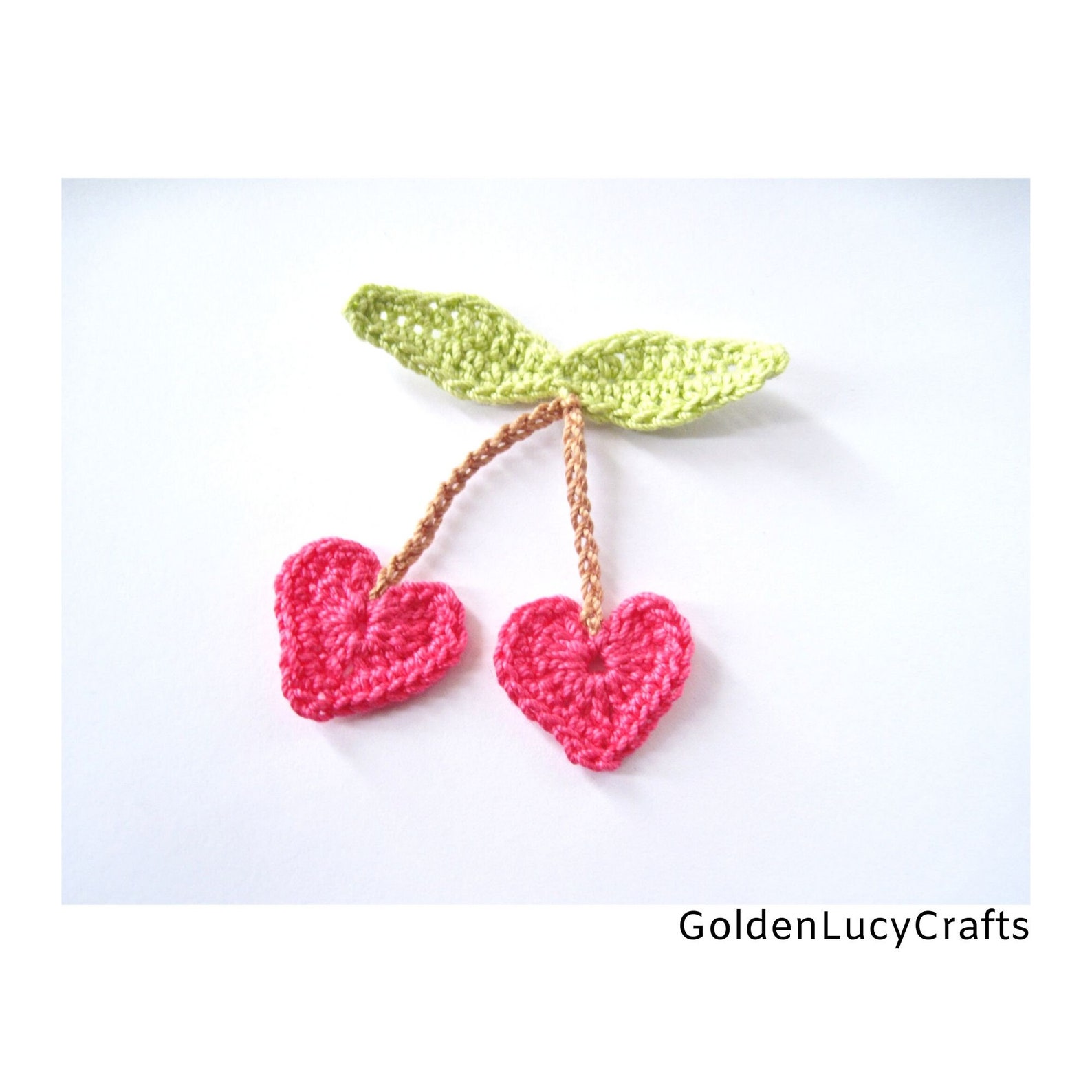 CROCHET PATTERN Cherry Applique Heart Cherries Motif - Etsy