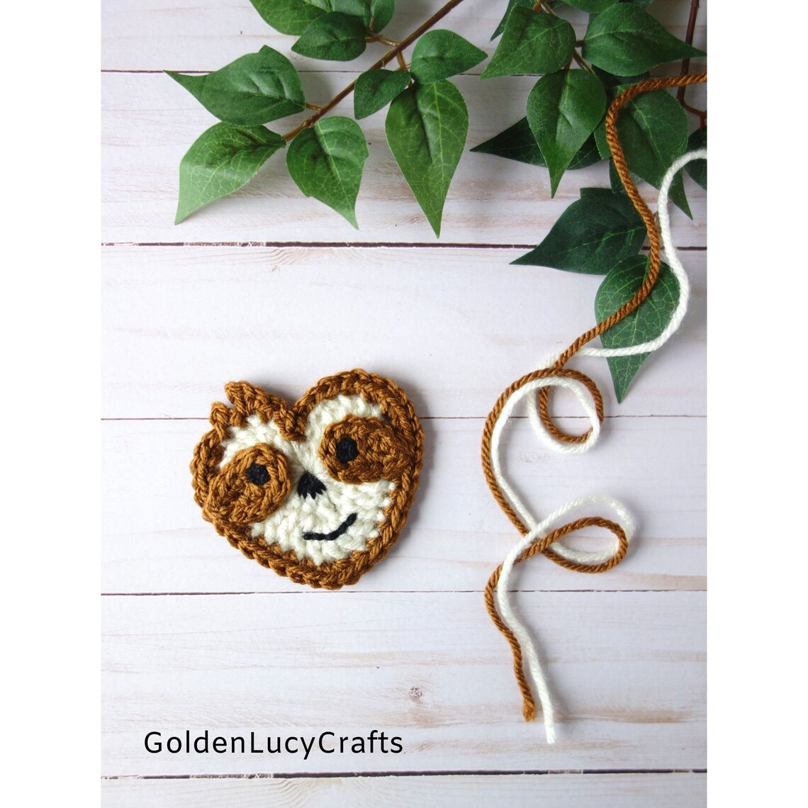 CROCHET PATTERN Sloth Applique Cute Heart-shaped Sloth | Etsy