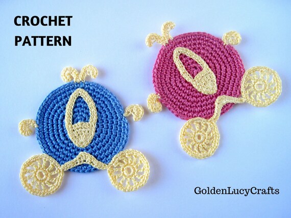 CROCHET PATTERN Cinderella Carriage Applique Coaster Motif - Etsy