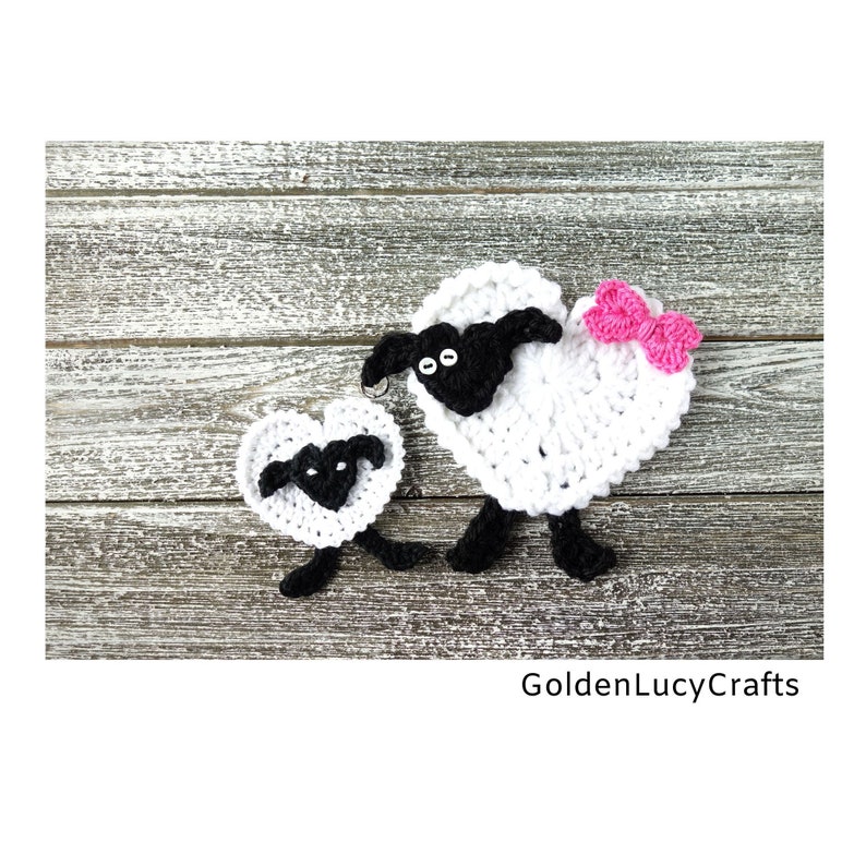 Crochet Pattern Sheep Applique Heart-shaped Sheep Farm | Etsy