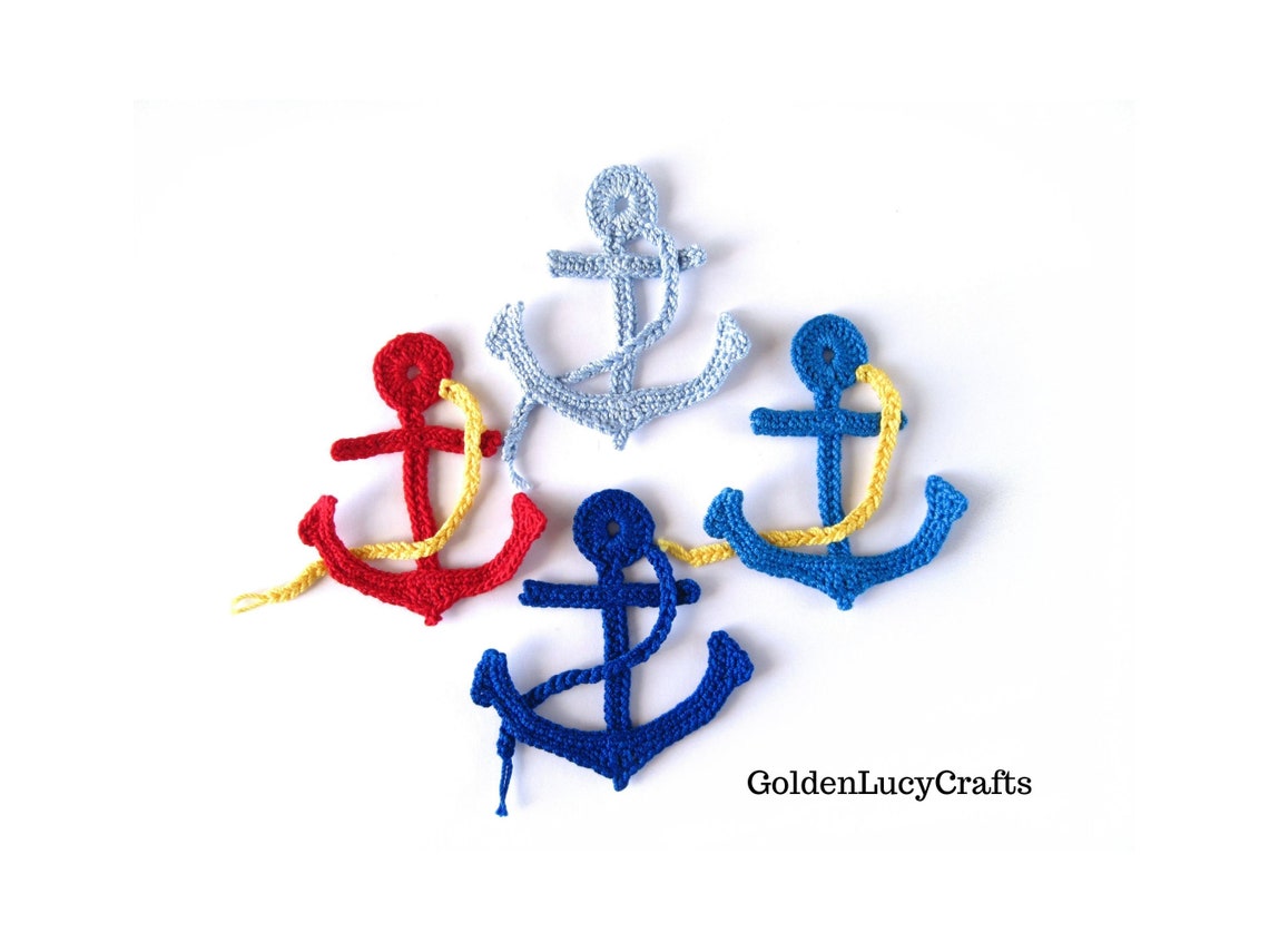 CROCHET PATTERN Anchor Applique Sea Motif Ocean - Etsy