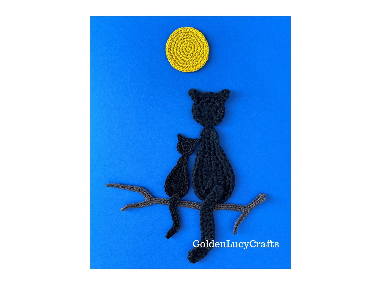 CROCHET PATTERN Cats and a Full Moon Applique Embellishment - Etsy