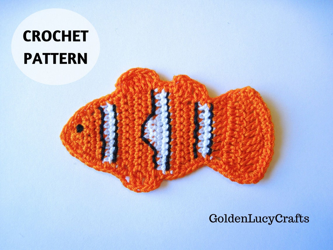 CROCHET PATTERN Clownfish Applique Sea Ocean Creature Motif - Etsy