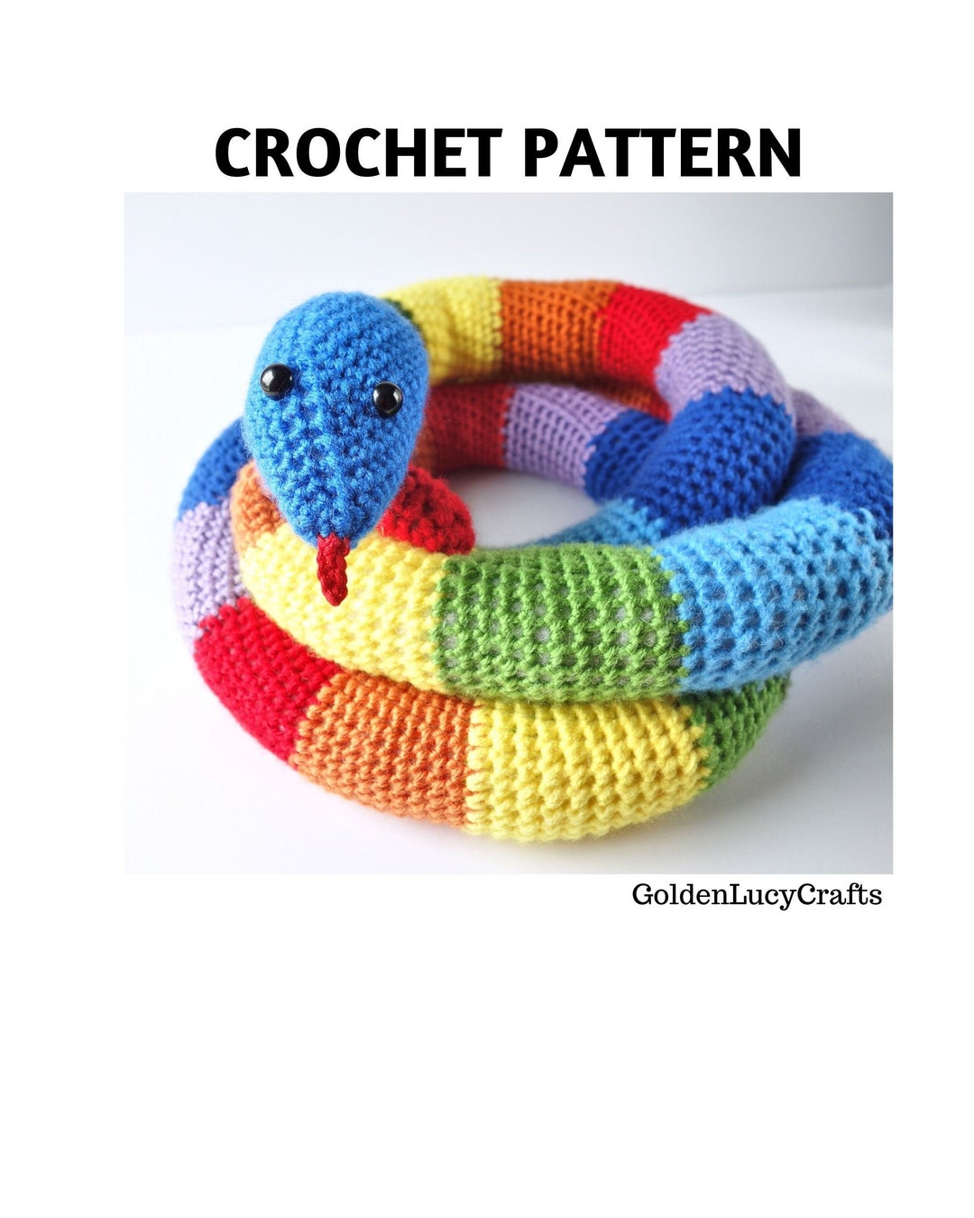 Crochet Pattern Snake, Temperature Snake, Rainbow Snake, Toy, Amigurumi ...