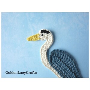 CROCHET PATTERN Blue Heron Applique Bird Motif Embellishment - Etsy