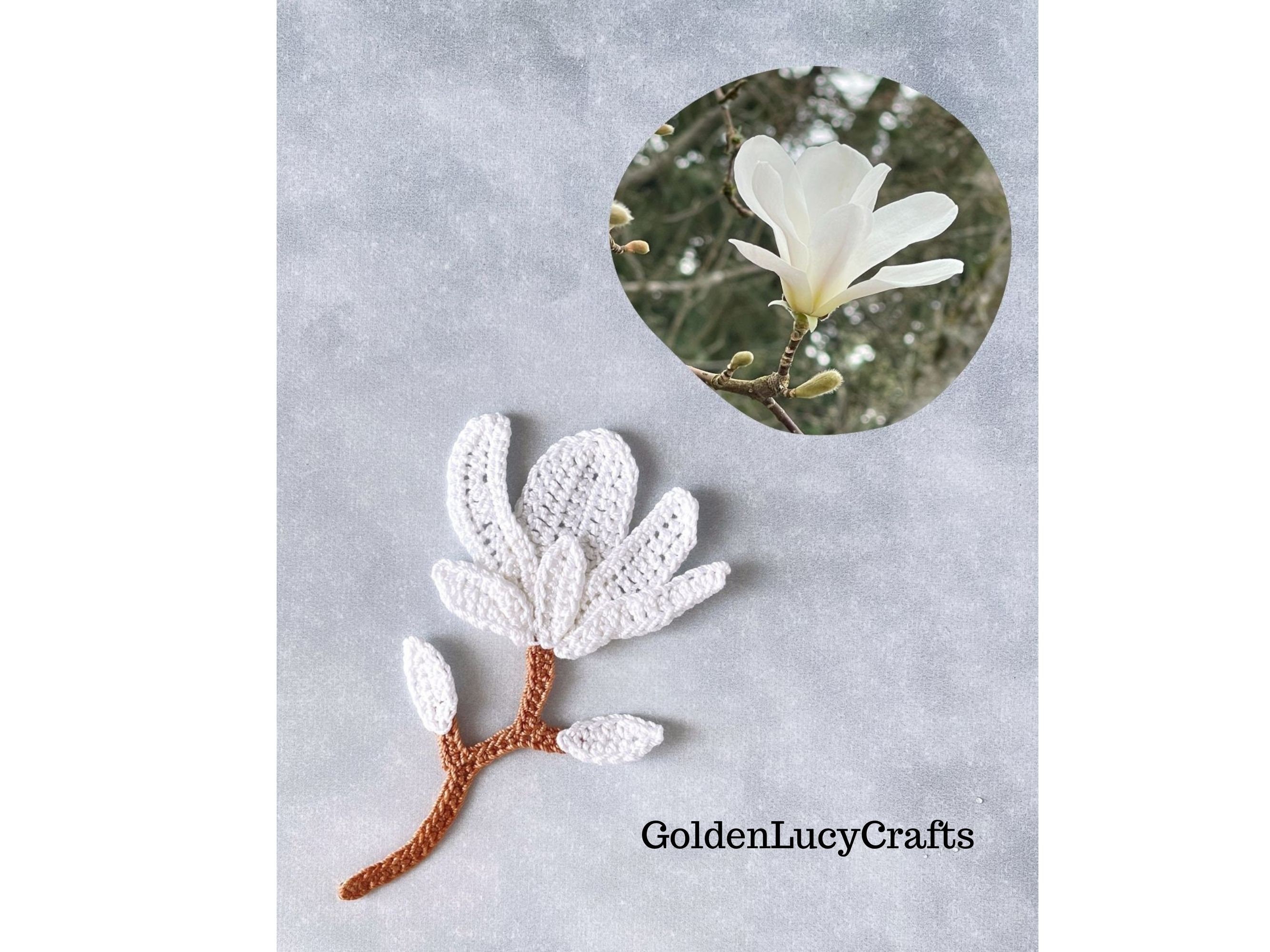 CROCHET PATTERN Magnolia Flower Spring Applique Motif - Etsy UK