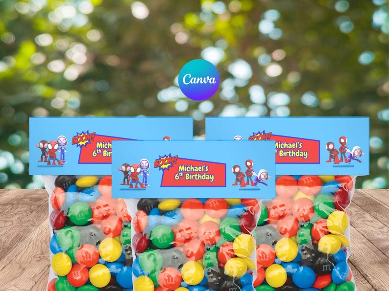 Spidey & Friends Treat Bag Topper Editable Superhero Party Favor ...