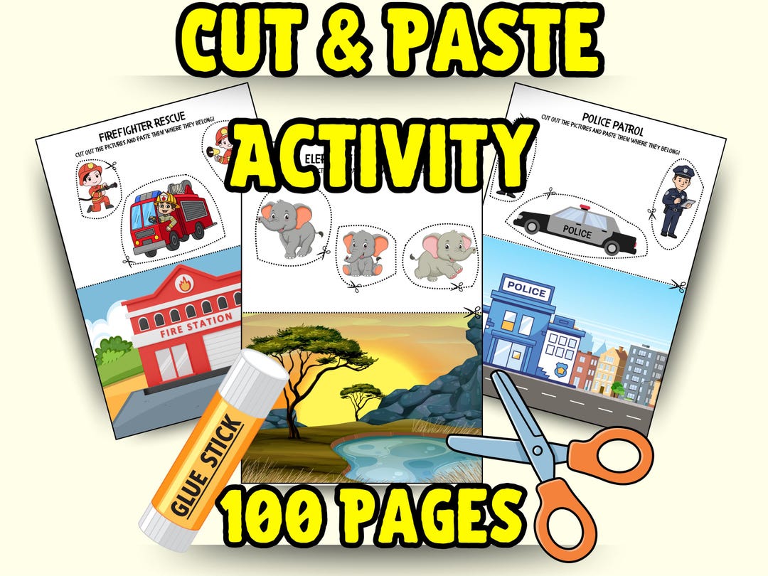 Toddler Busy Book, Animal Cut and Paste, Scissor Skills PDF, Cut and ...