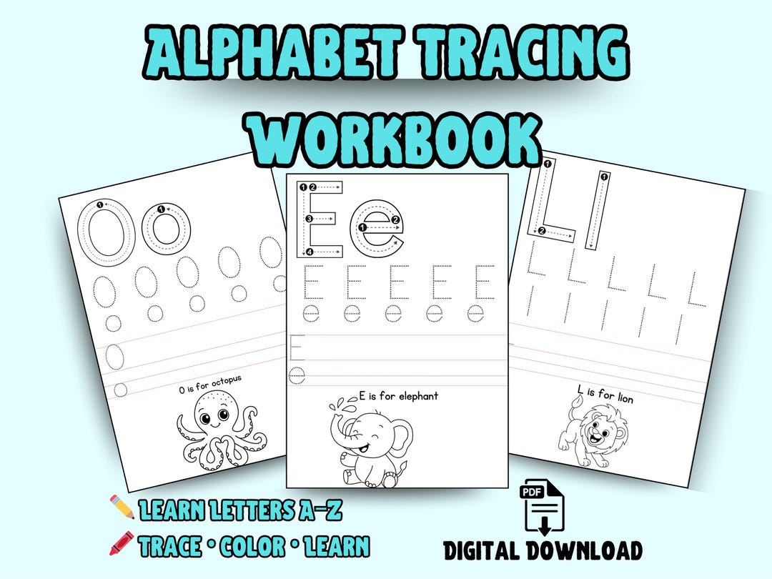 Alphabet Tracing & Coloring Workbook | Printable ABC Worksheets A–Z ...